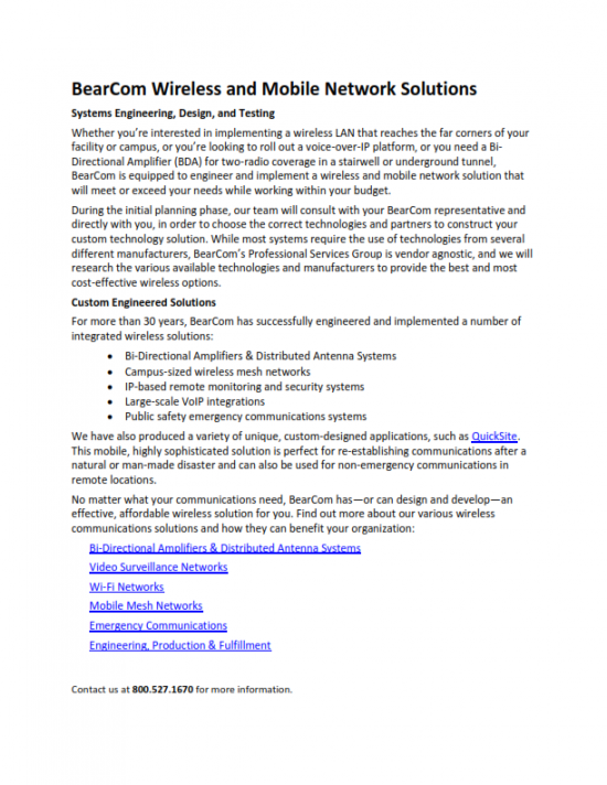BearCom Wireless and Mobile Network Solutions | Enterprise Wireless